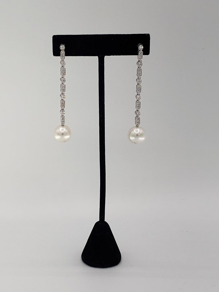 NEW South Sea Pearls Perfectly Round AAAA Grade Dangling Diamond ...