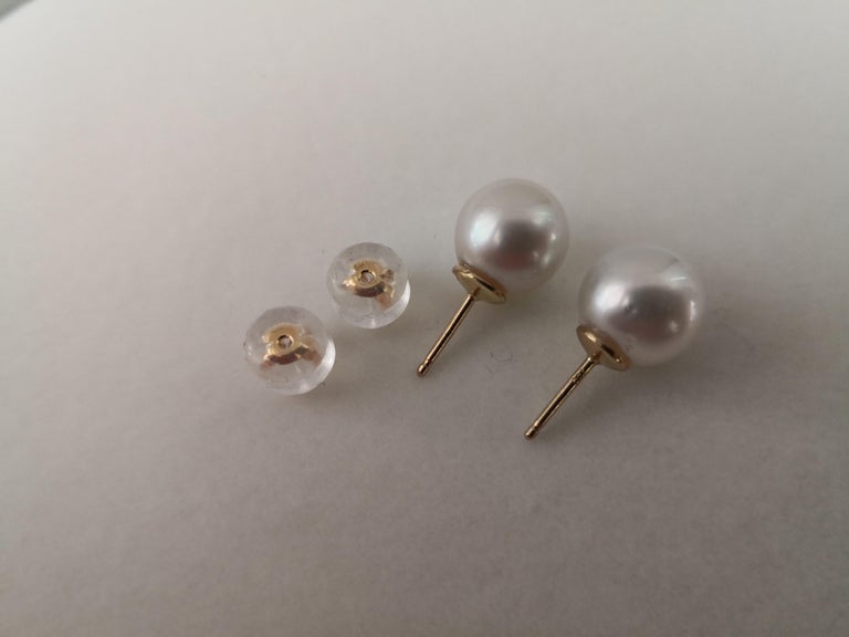 South Sea Pearls Earrings, Natural Color and Orient, 18 Karat Gold For ...