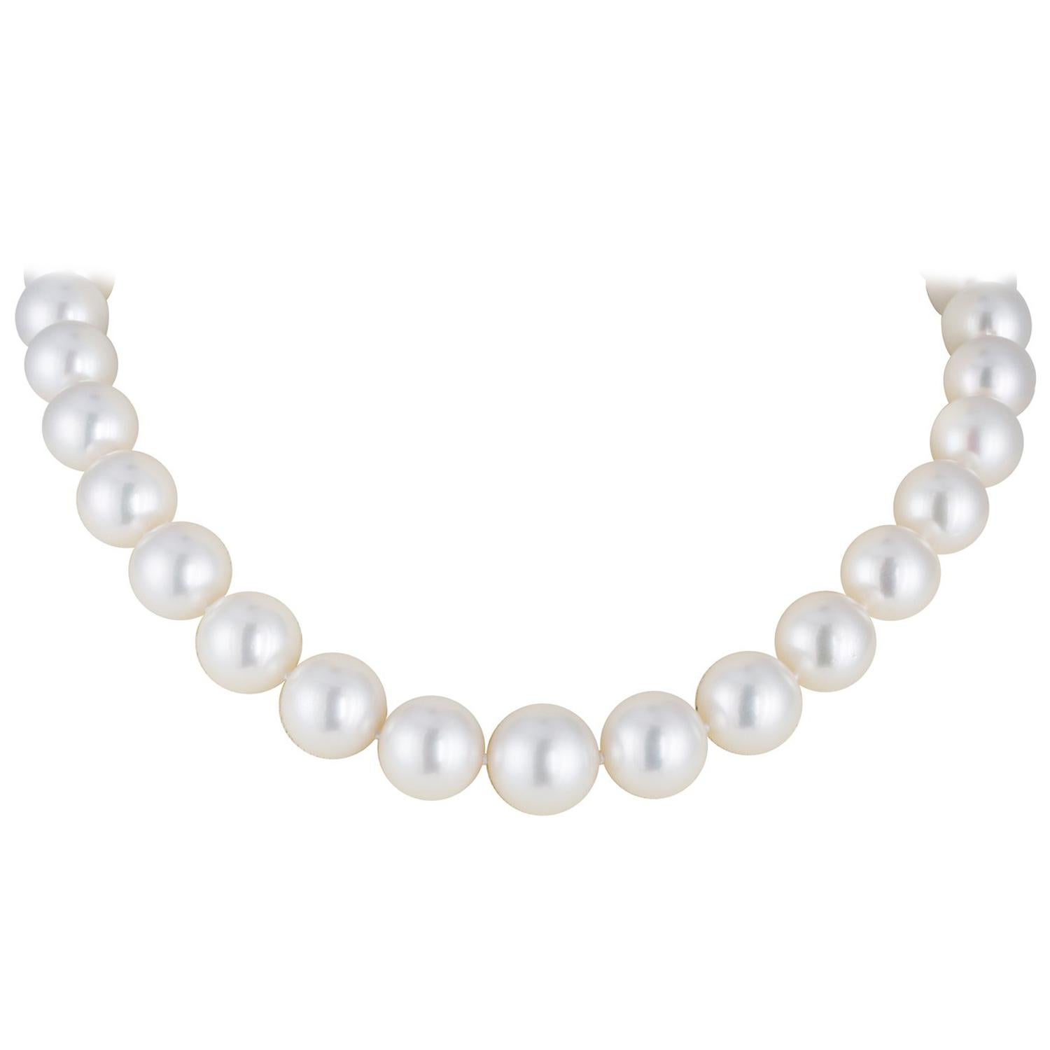 South Sea Golden Pearl Gem Quality Necklace with 14 Karat Yellow Gold ...