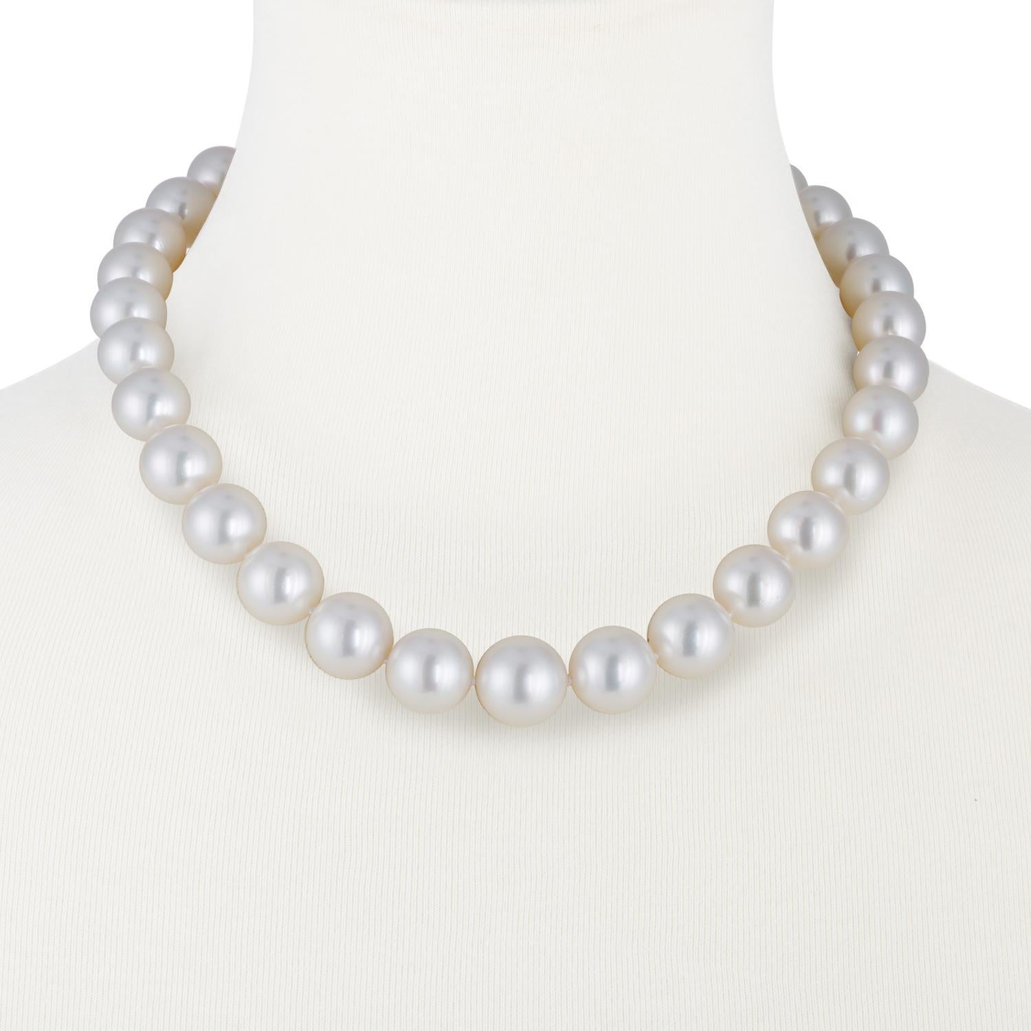 South Sea Round Cultured Pearl Necklace with 14 Karat Two-Tone Ball ...