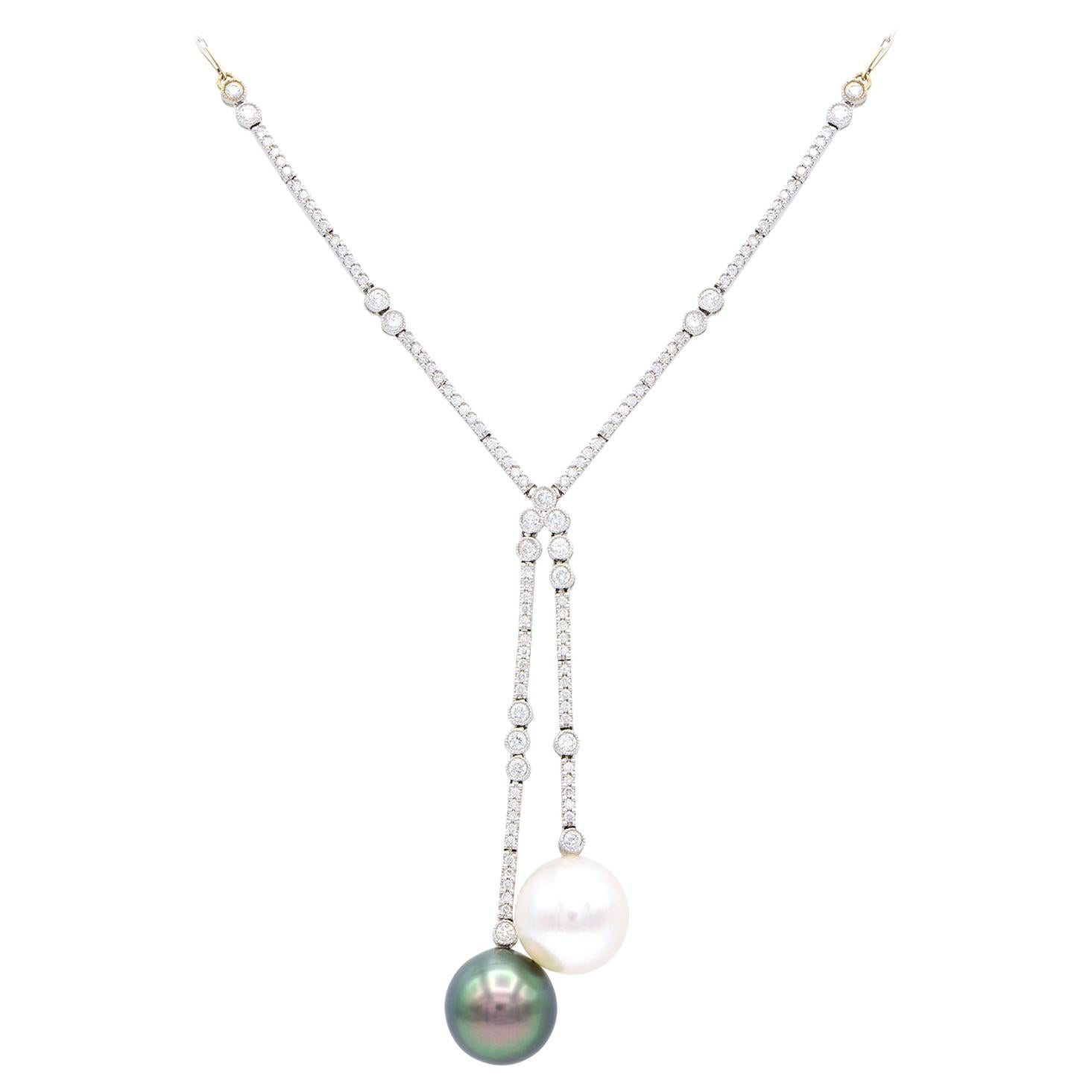 Mikimoto Tahitian South Sea Pearl and Diamond Lariat Necklace at 1stDibs | mikimoto lariat ...