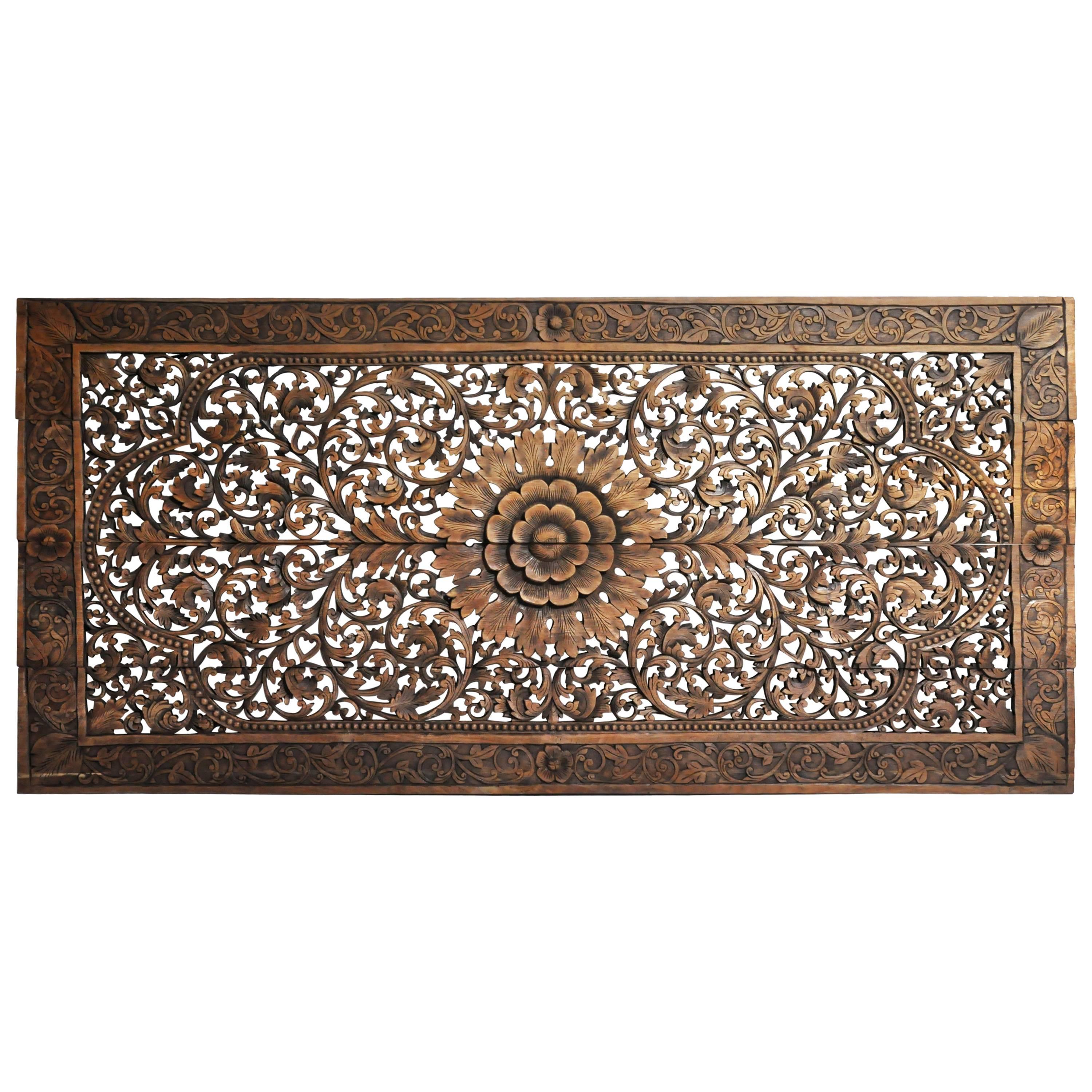 Southeast Asian Rectangular Carved Flower Panel at 1stDibs
