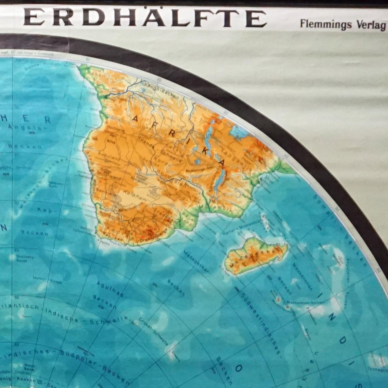 Southern Hemisphere of the Earth Rollable Map Vintage Wall Chart For ...