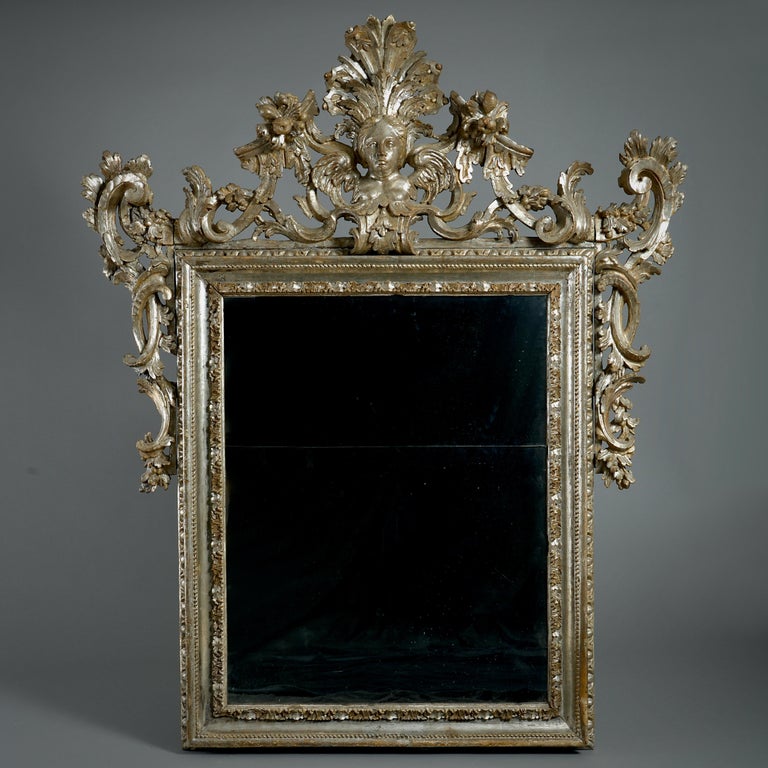 Southern Italian Silvered Wood Mirror For Sale at 1stDibs