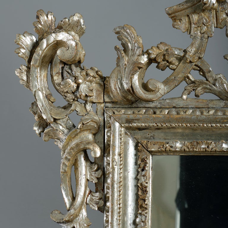 Southern Italian Silvered Wood Mirror For Sale at 1stDibs