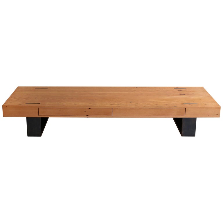Southern Reclaimed Yellow Pine Modern Coffee Table with Black Steel ...