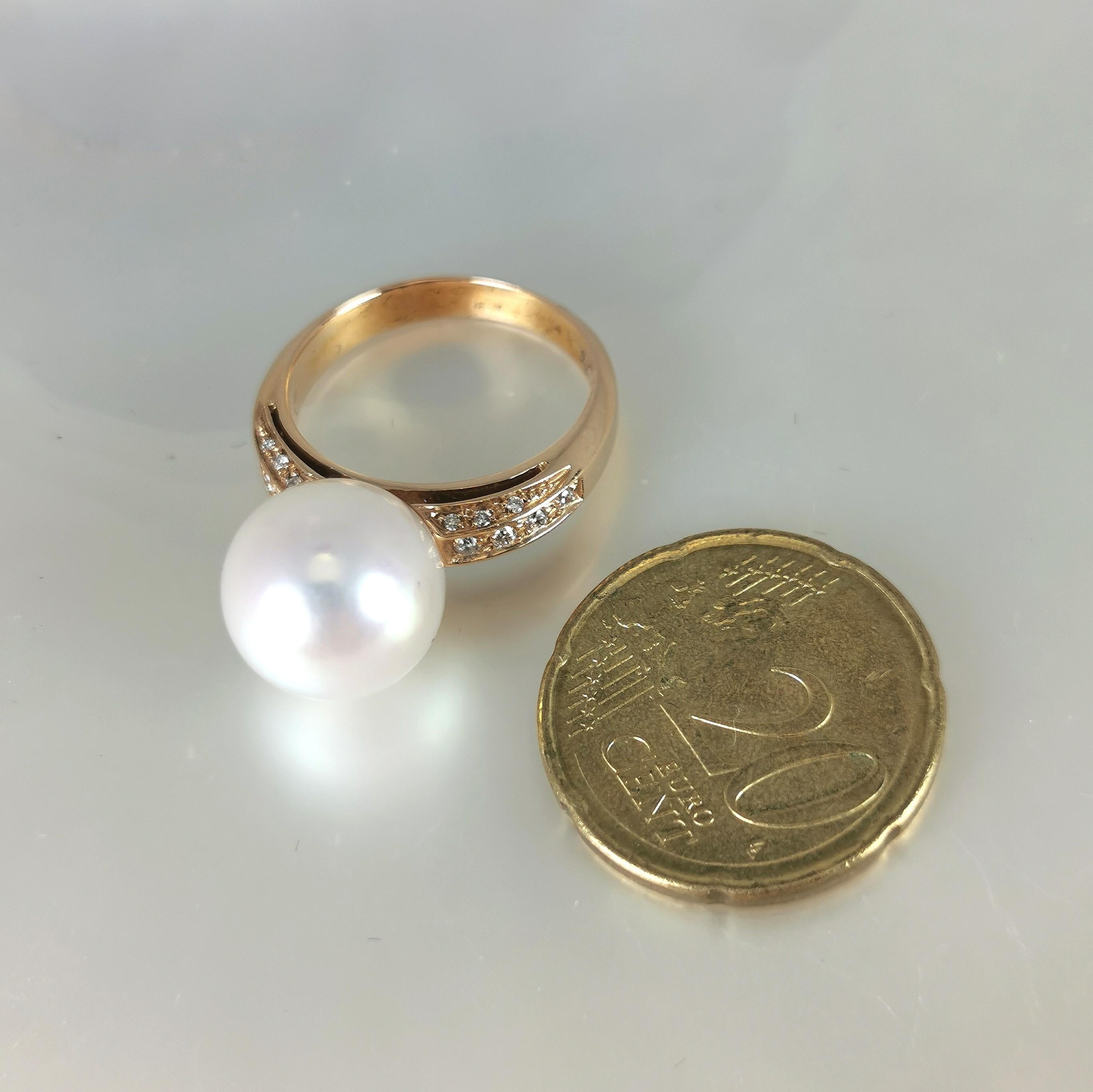 Southsea Pearl Ring PG 18k Diamonds For Sale at 1stDibs