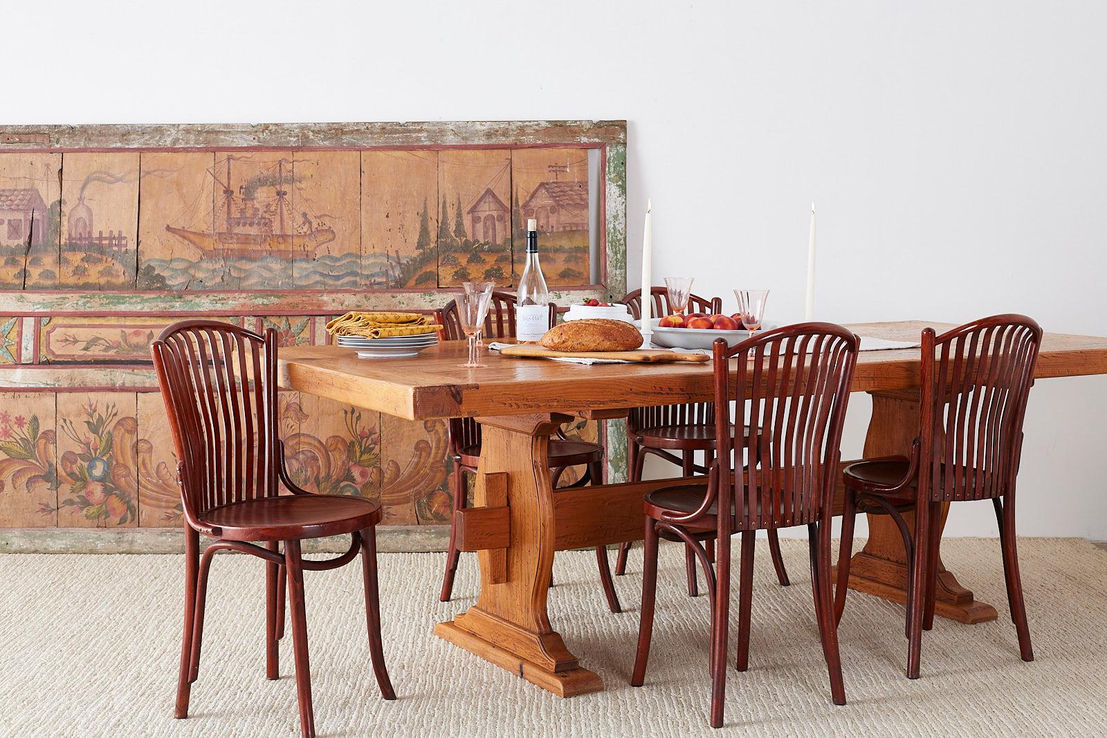 Southwest Spanish Pine Trestle Farmhouse Dining Table at 1stDibs ...