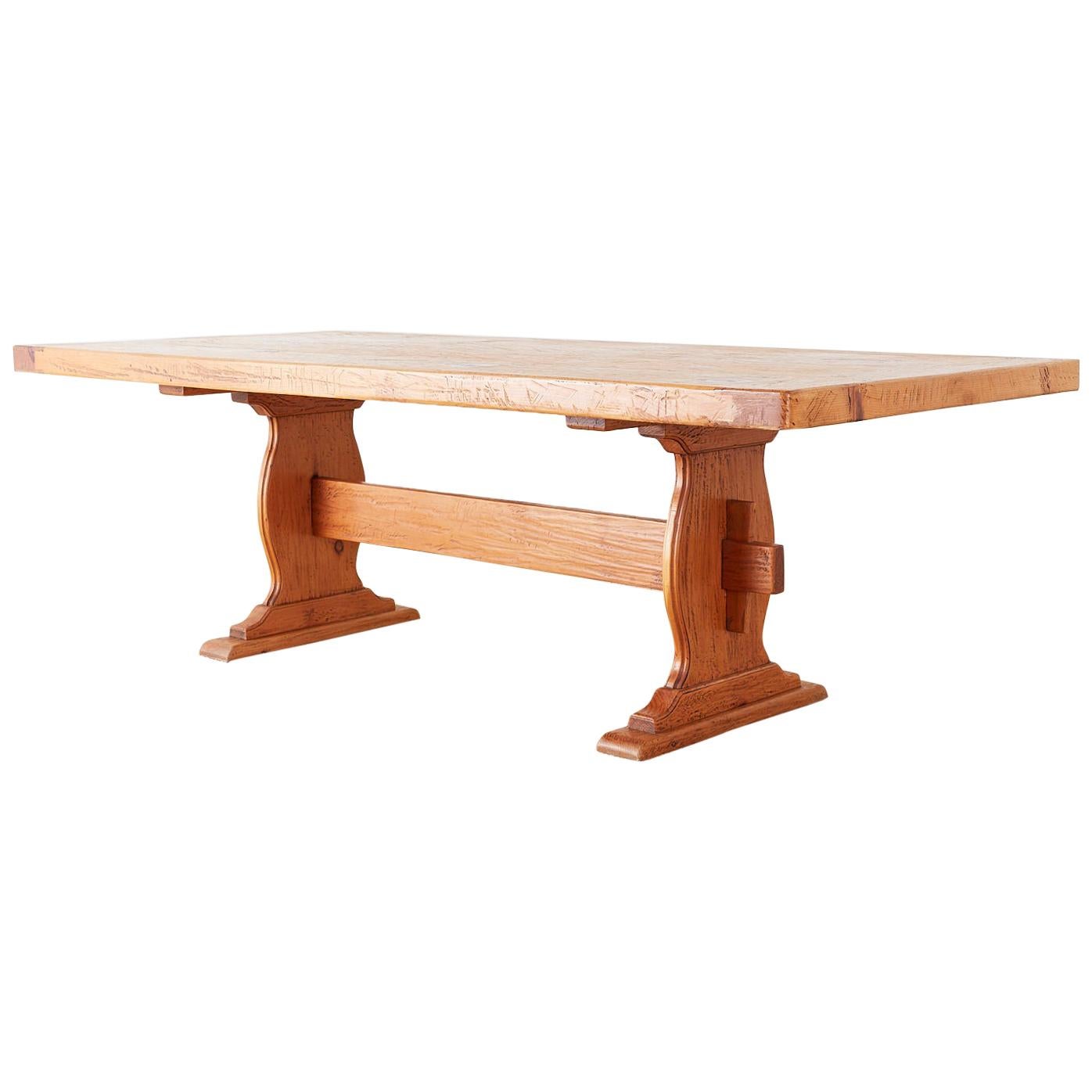 Southwest Spanish Pine Trestle Farmhouse Dining Table at 1stDibs ...