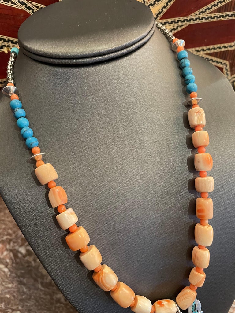 Southwest style Mexican sterling pendant with coral is on offer from LB ...