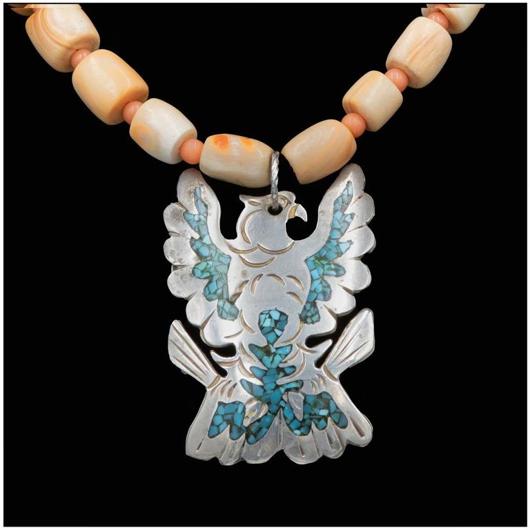 Southwest style Mexican sterling pendant with coral is on offer from LB ...