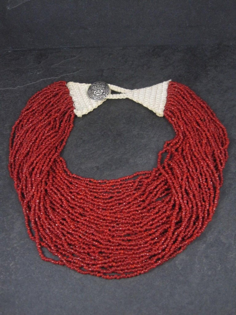 Southwestern Vintage 40 Strand Coral Bead Necklace For Sale at 1stDibs