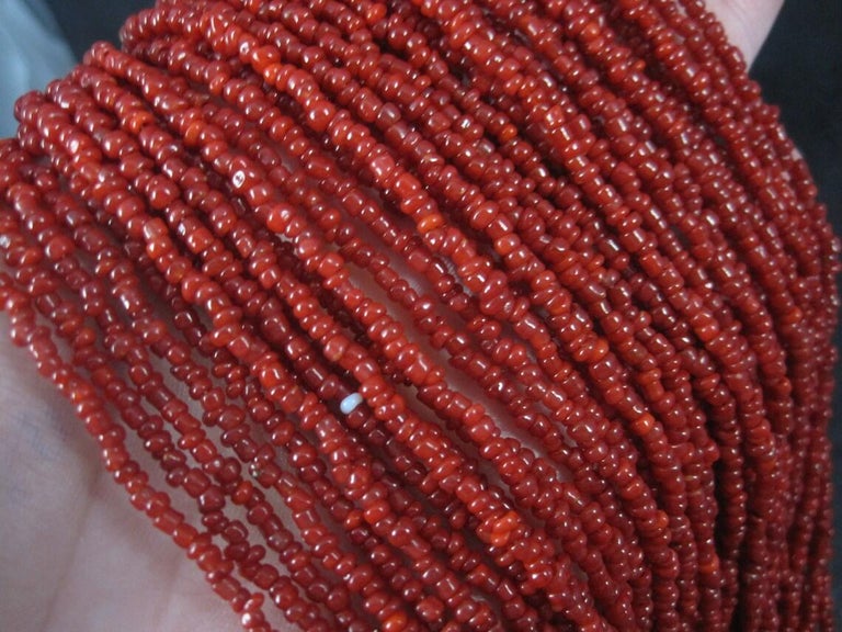 Southwestern Vintage 40 Strand Coral Bead Necklace For Sale at 1stDibs