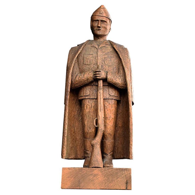 Soviet War Carved Folk Art Solider Figure at 1stDibs