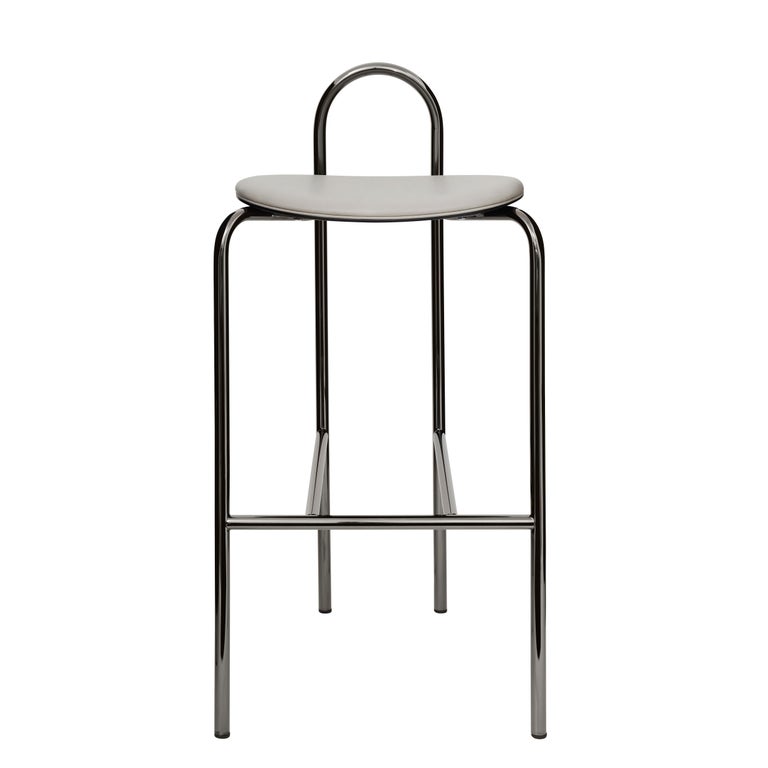 SP01 Michelle High Bar Stool in Black Chrome, Made in Italy For Sale at ...