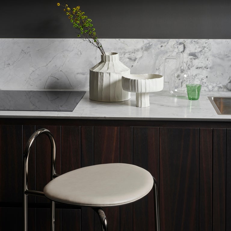 SP01 Michelle High Bar Stool in Edinburgh Mist Leather, Made in Italy ...