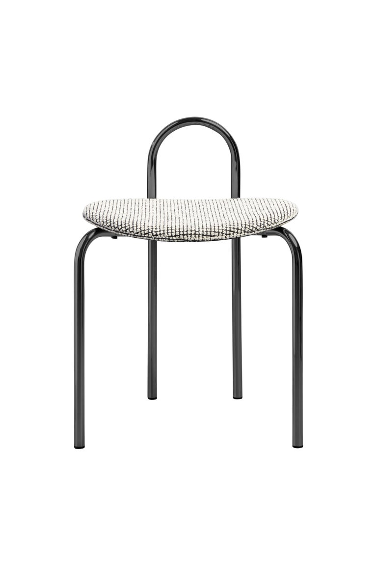 SP01 Michelle Stool Upholstered in Black Chrome, Made in Italy For Sale ...