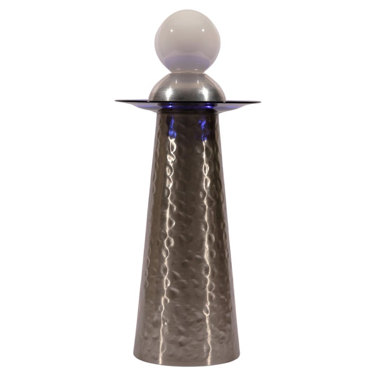Space Age Aluminum Blue Glass Contemporary Table Lamp by Nusprodukt For ...