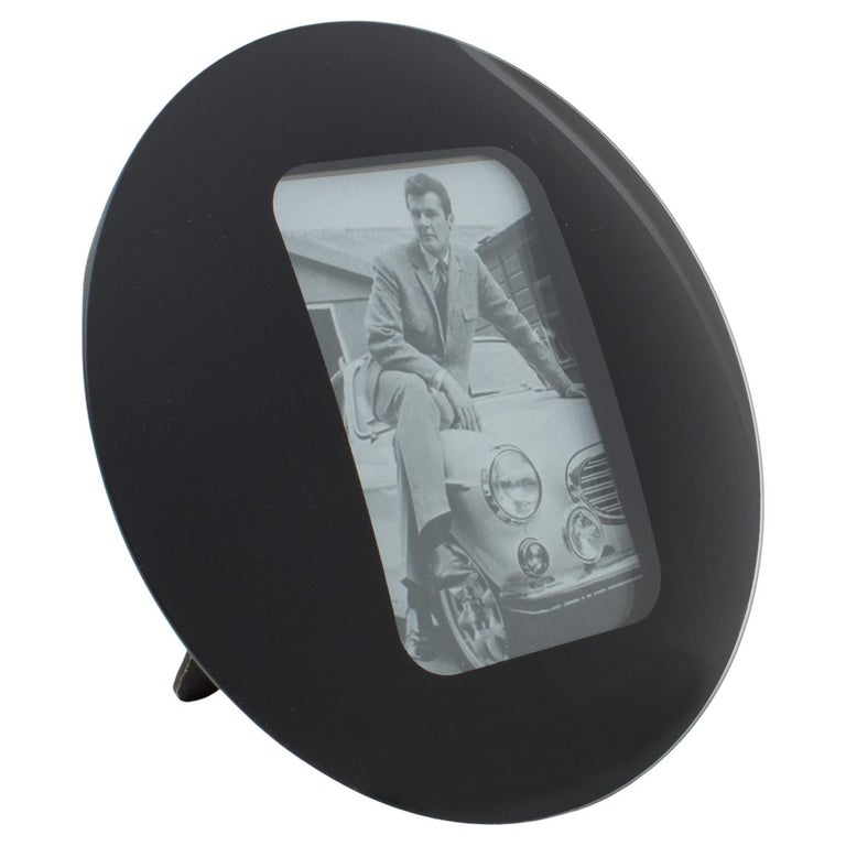 Space Age Black Glass Round Picture Frame For Sale at 1stDibs | black ...