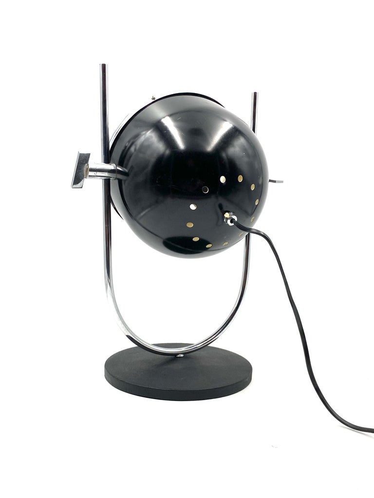 Space Age Black Spherical Table Lamp, Italy, 1970s For Sale at 1stDibs