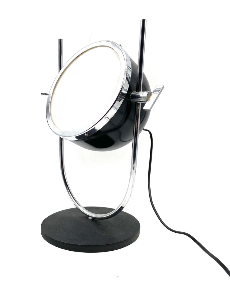 Space Age Black Spherical Table Lamp, Italy, 1970s For Sale at 1stDibs