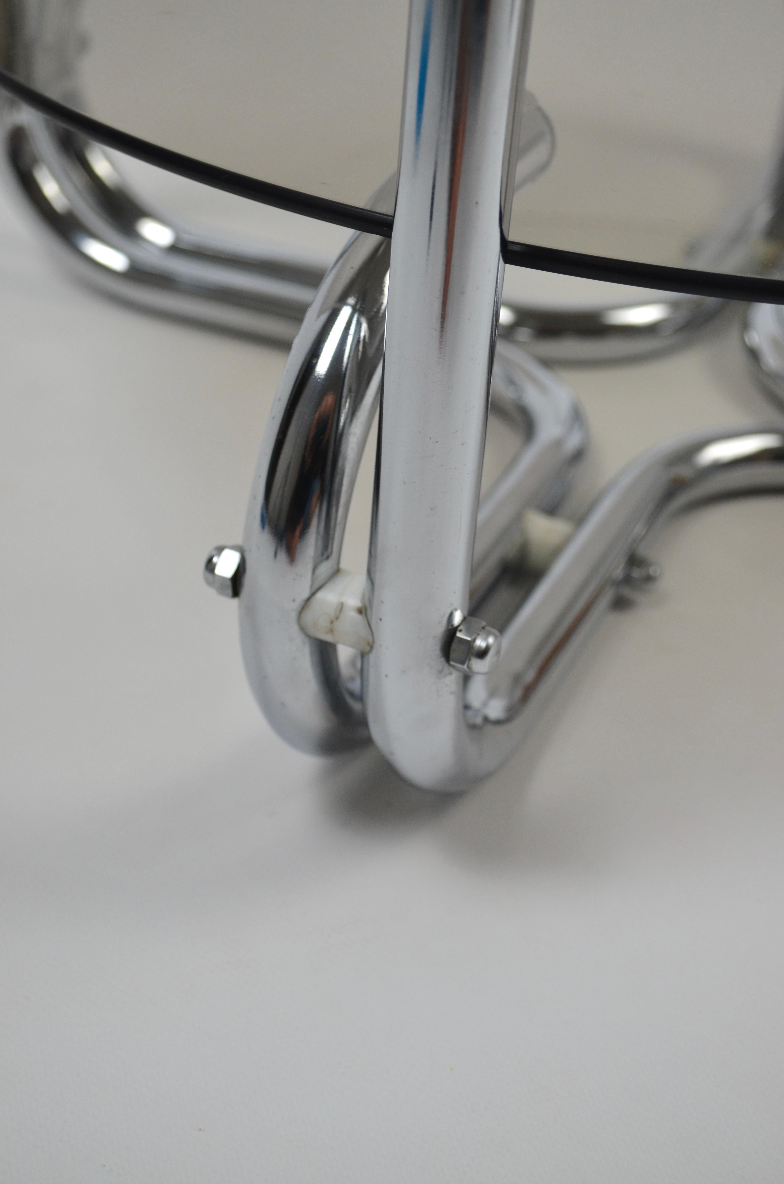 Space age chrome coffee table with double top, 1970s For Sale at 1stDibs