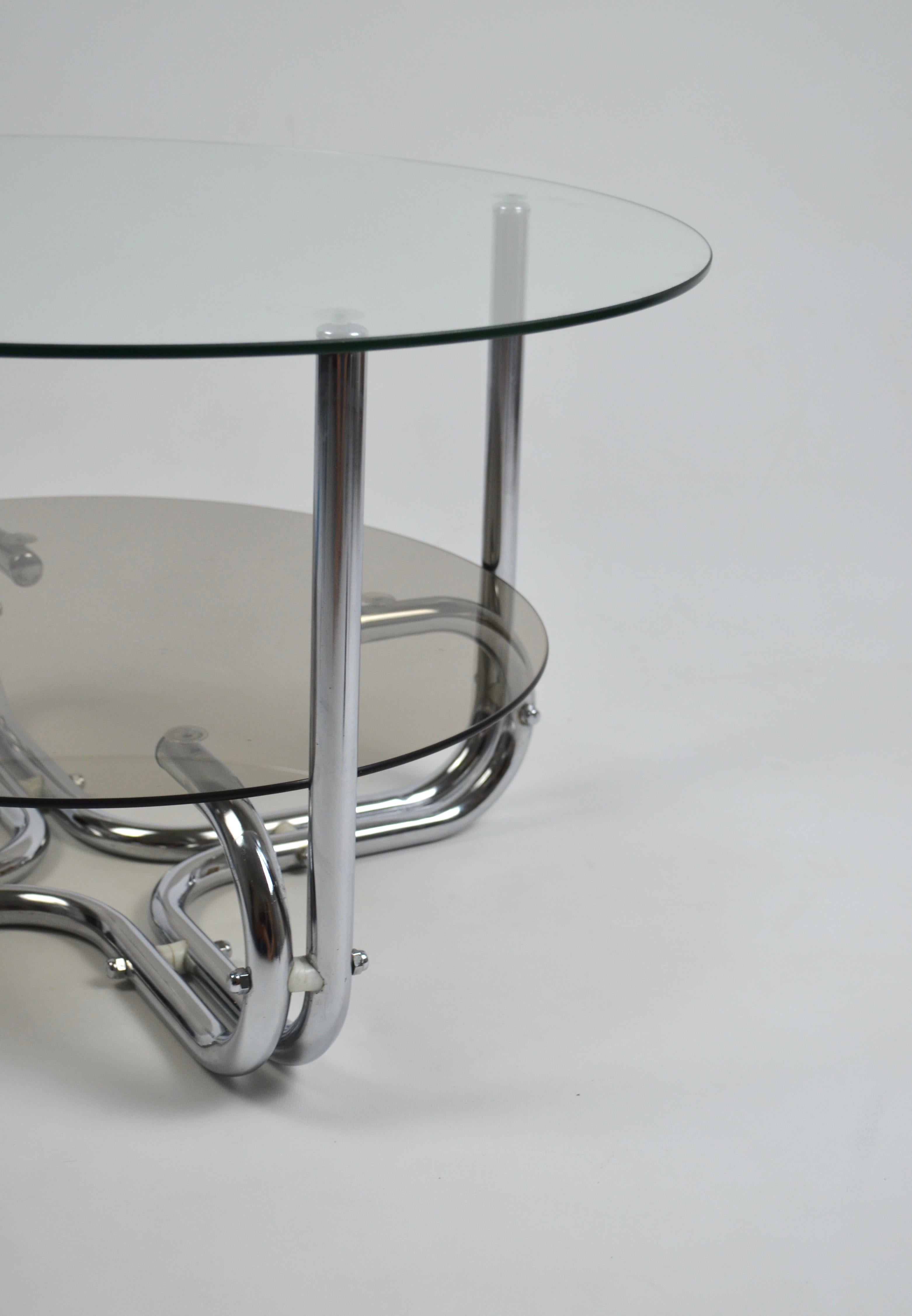 Space age chrome coffee table with double top, 1970s For Sale at 1stDibs