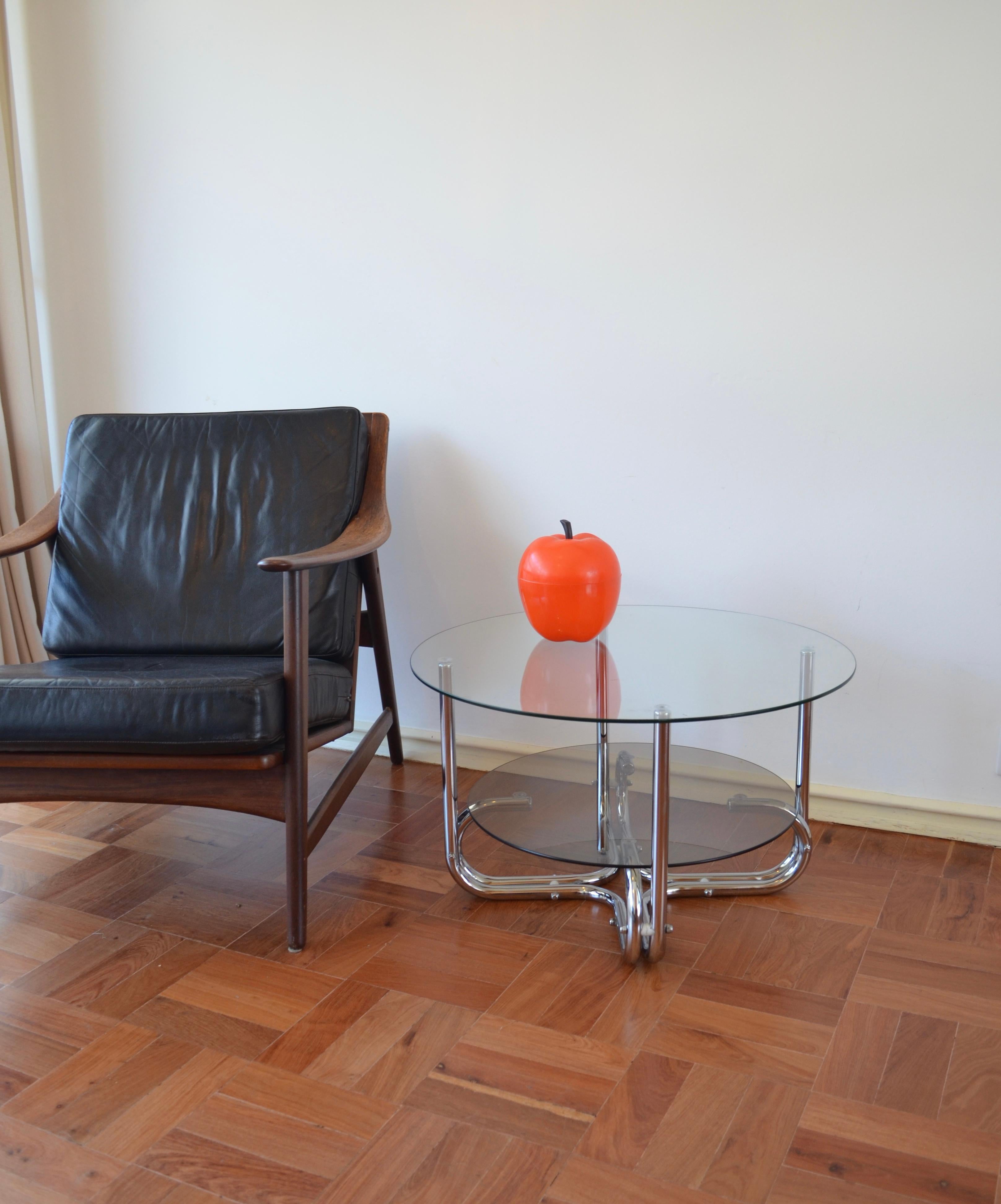 Space age chrome coffee table with double top, 1970s For Sale at 1stDibs