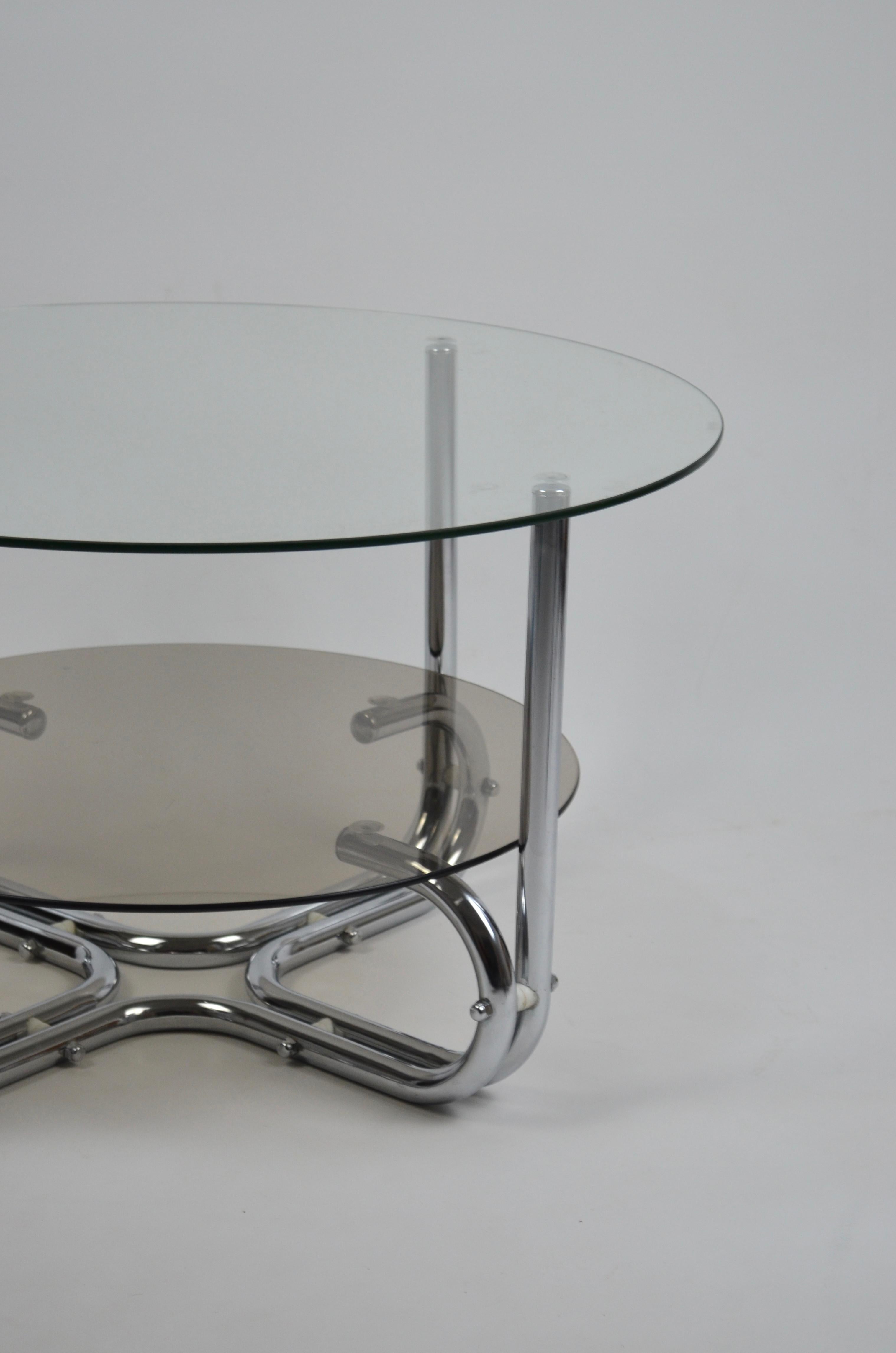 Space age chrome coffee table with double top, 1970s For Sale at 1stDibs