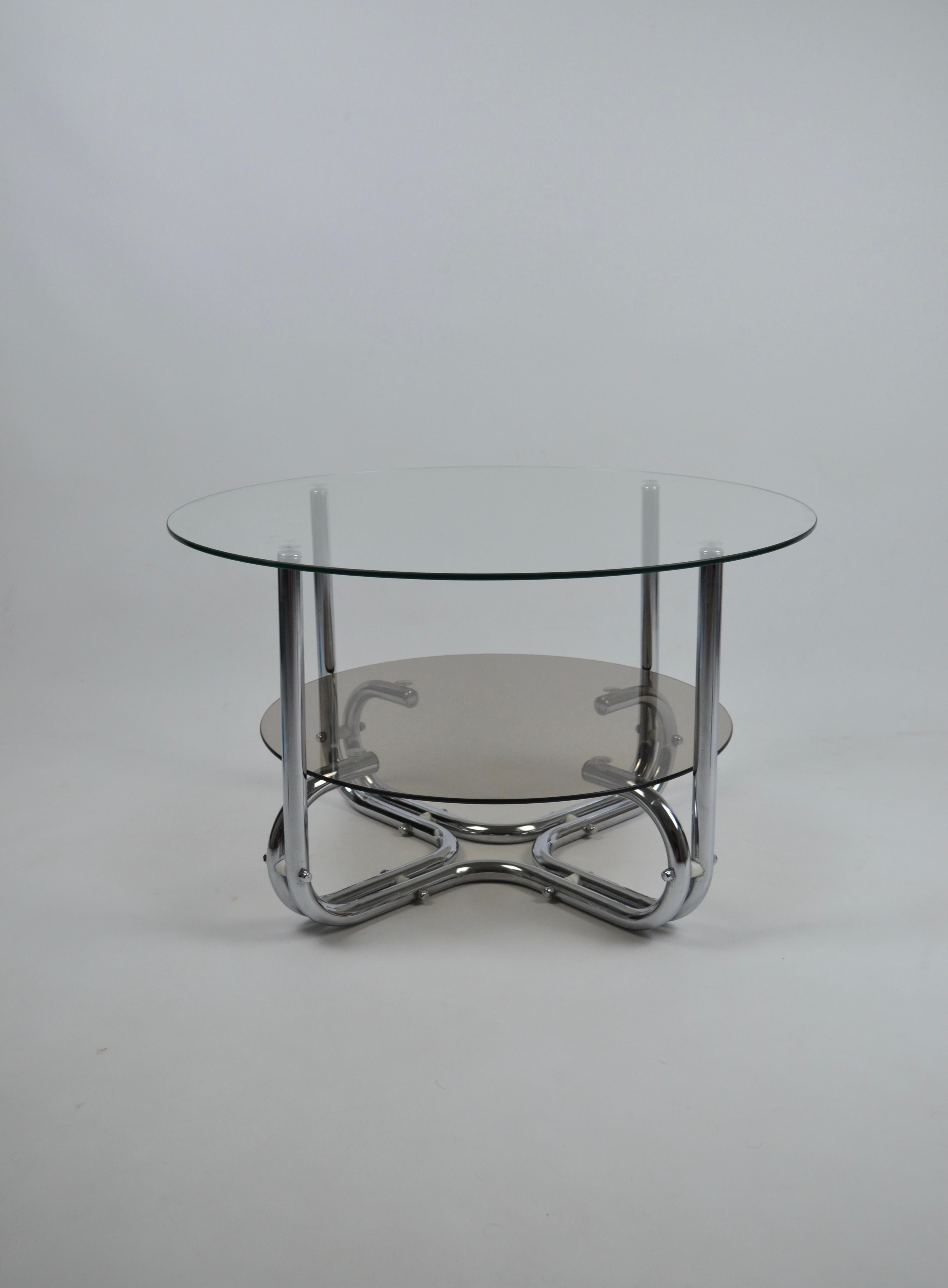 Space age chrome coffee table with double top, 1970s For Sale at 1stDibs