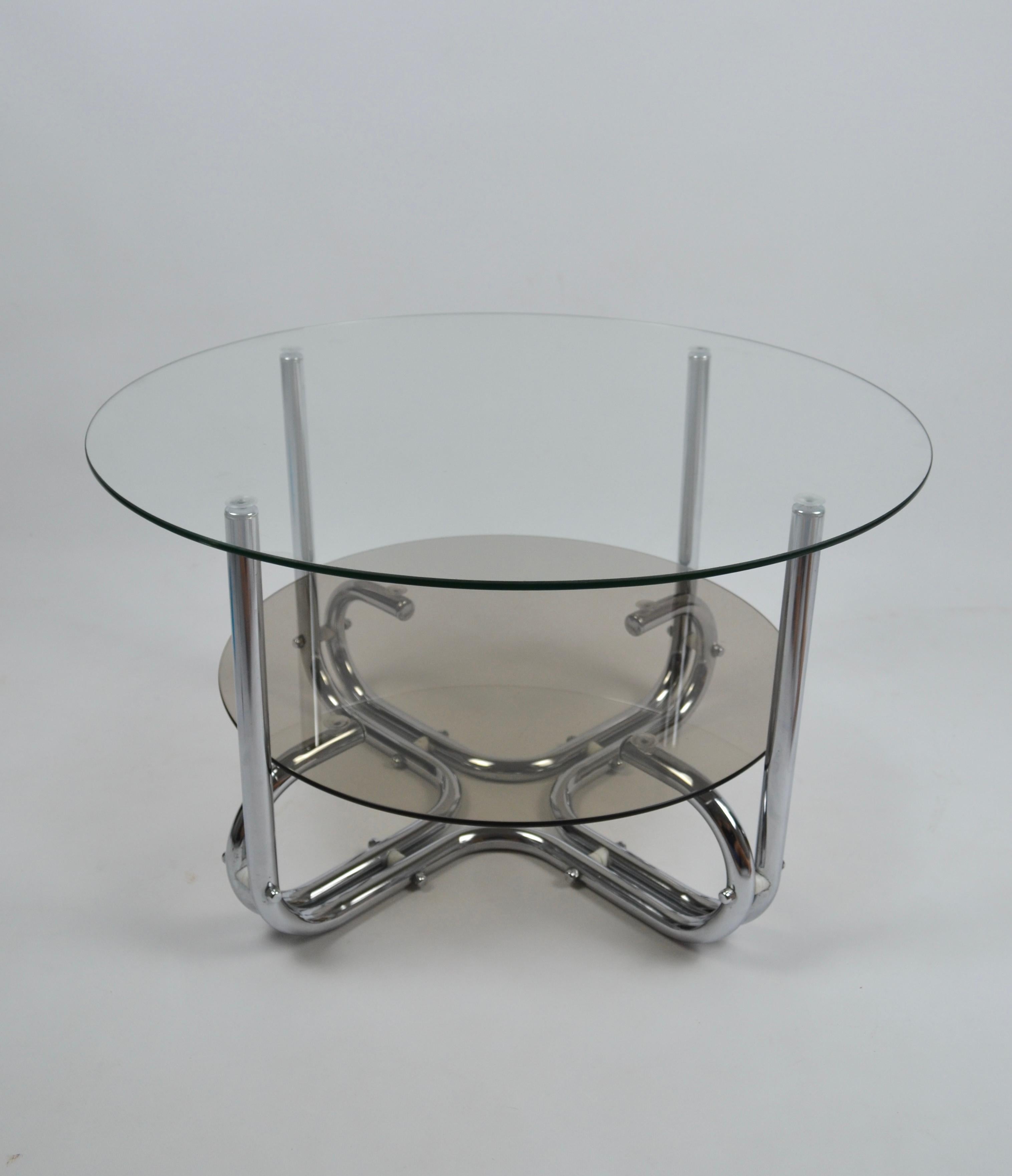 Space age chrome coffee table with double top, 1970s For Sale at 1stDibs