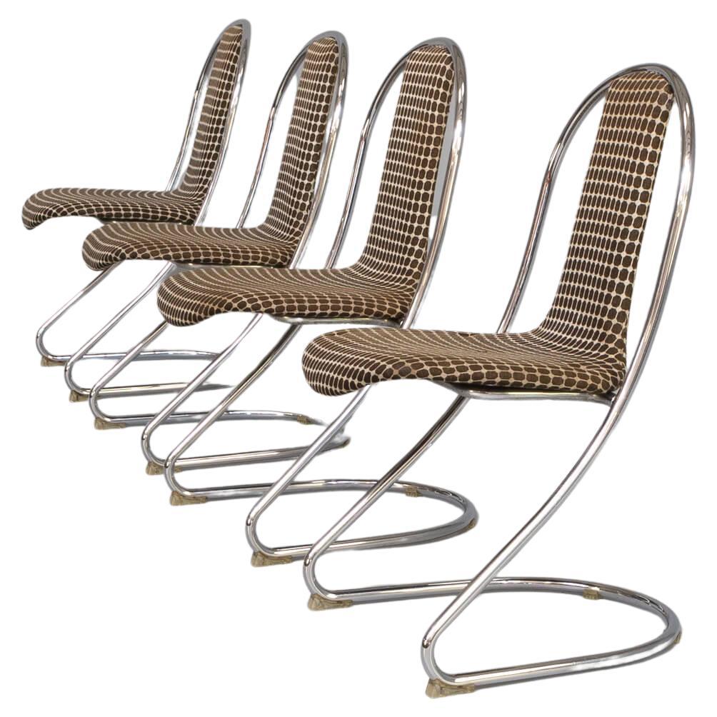 Chromcraft Space Age Midcentury Chrome Swivel White Dining Chairs, Set ...