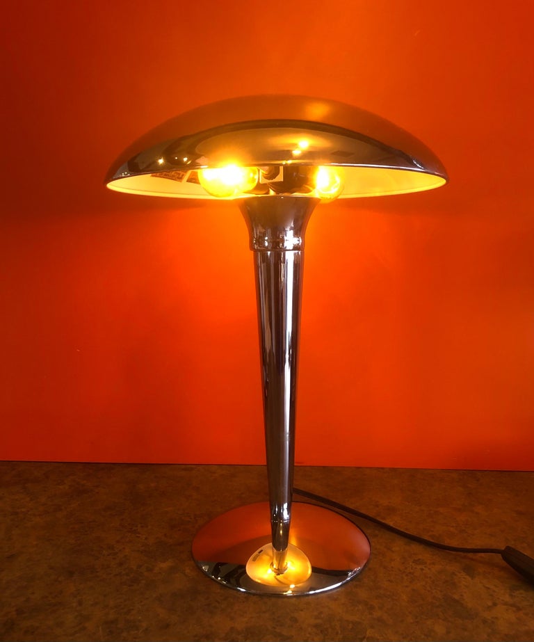 Space Age Chrome Table Lamp with Mushroom Shade For Sale at 1stDibs ...