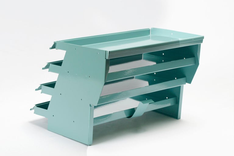 Space Age Desktop File Holder, Refinished in Sea Foam at 1stDibs
