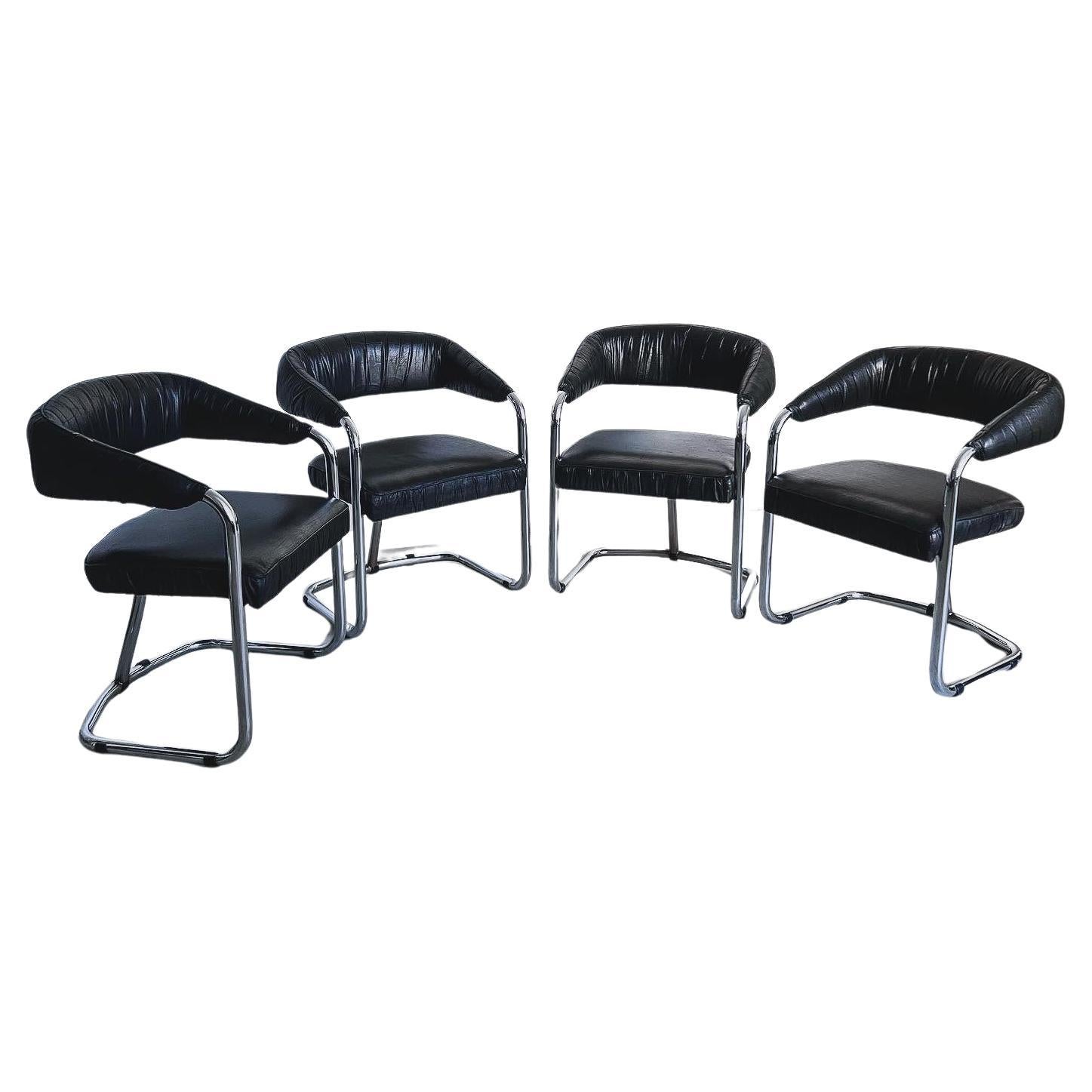 Barrel Back Vinyl Arm Chair, 1970s For Sale at 1stDibs