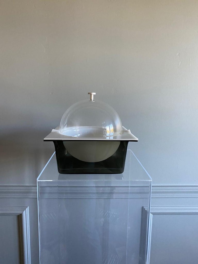 Space Age Dome Lid Smoke Lucite Ice Bucket For Sale at 1stDibs