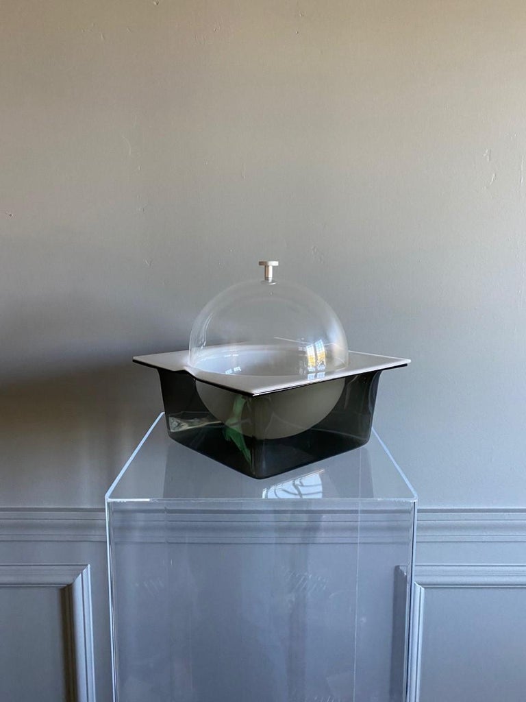 Space Age Dome Lid Smoke Lucite Ice Bucket For Sale at 1stDibs