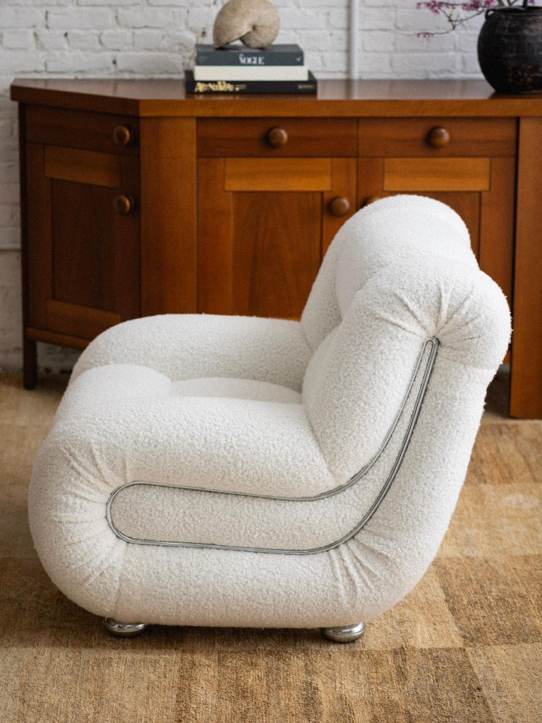 Space Age Italian Chrome Wrapped Oversized Arm Chair For Sale at 1stDibs