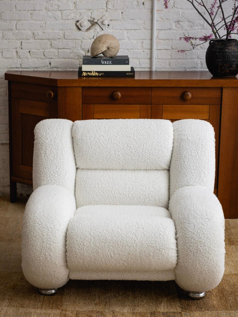 Space Age Italian Chrome Wrapped Oversized Arm Chair For Sale at 1stDibs