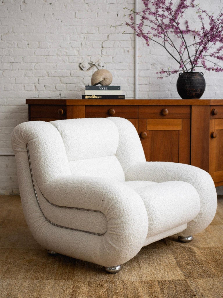 Space Age Italian Chrome Wrapped Oversized Arm Chair For Sale at 1stDibs