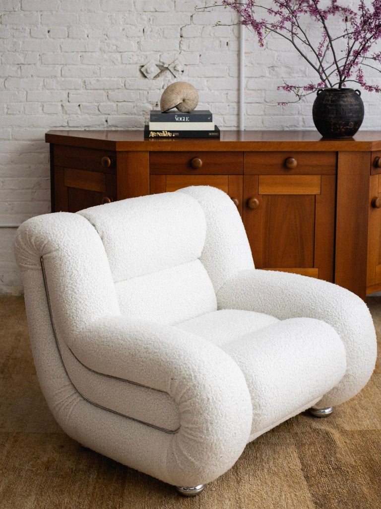 Space Age Italian Chrome Wrapped Oversized Arm Chair For Sale at 1stDibs