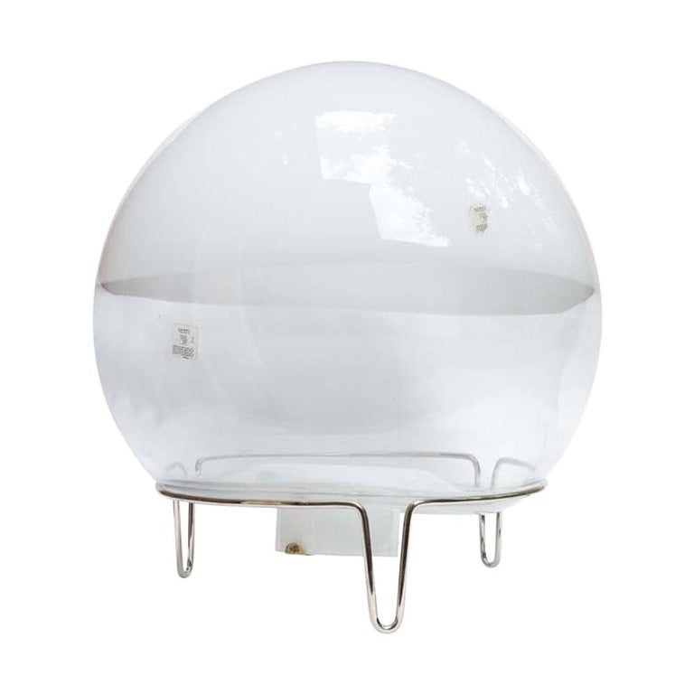 Space Age Lamp White and Clear Blown Glass Shade Italian Design ...