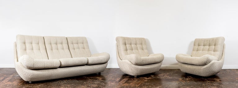 Space Age Living Room Set Atlantis in Beige Boucle, 1970's at 1stDibs