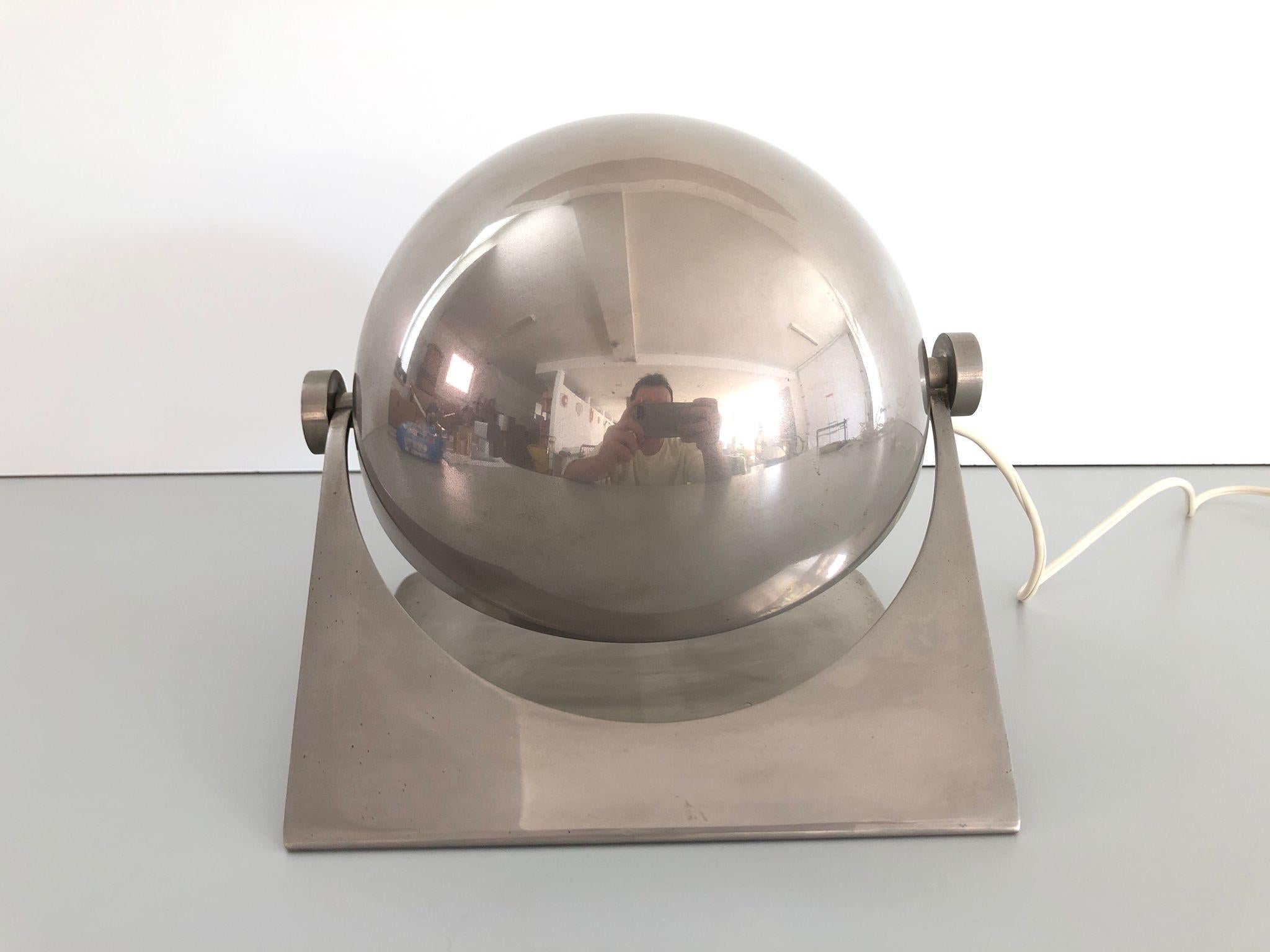 Space Age Metallic Grey Heavy Table Lamp, 1970s, Italy For Sale at 1stDibs
