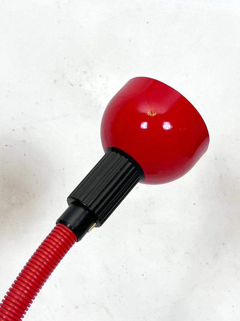 Space Age, Pair of Italian Red Metal Table Lamps by Gammalux, 1970s For ...