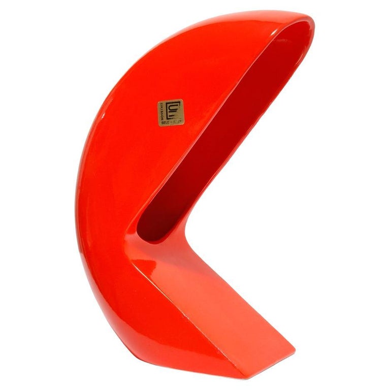 Space Age Red Ceramic Single-Bulb Desk Lamp by Sele-Arte, Italy 1970s ...