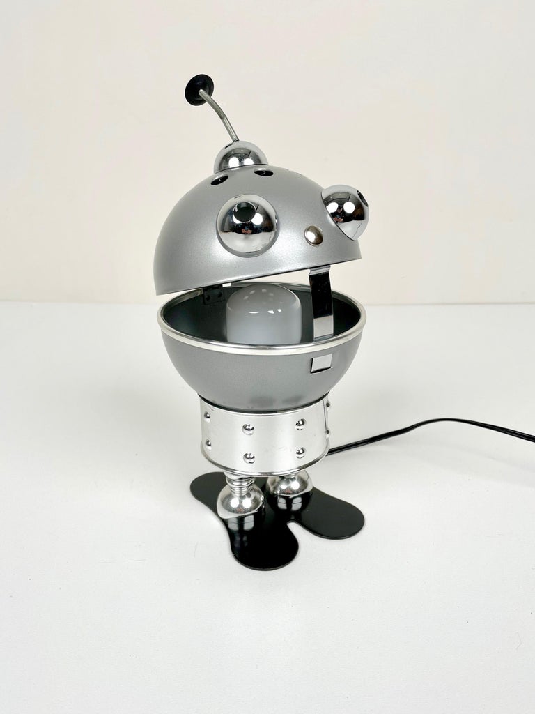 Space Age Robot Aluminum Table Lamp, 1970s at 1stDibs