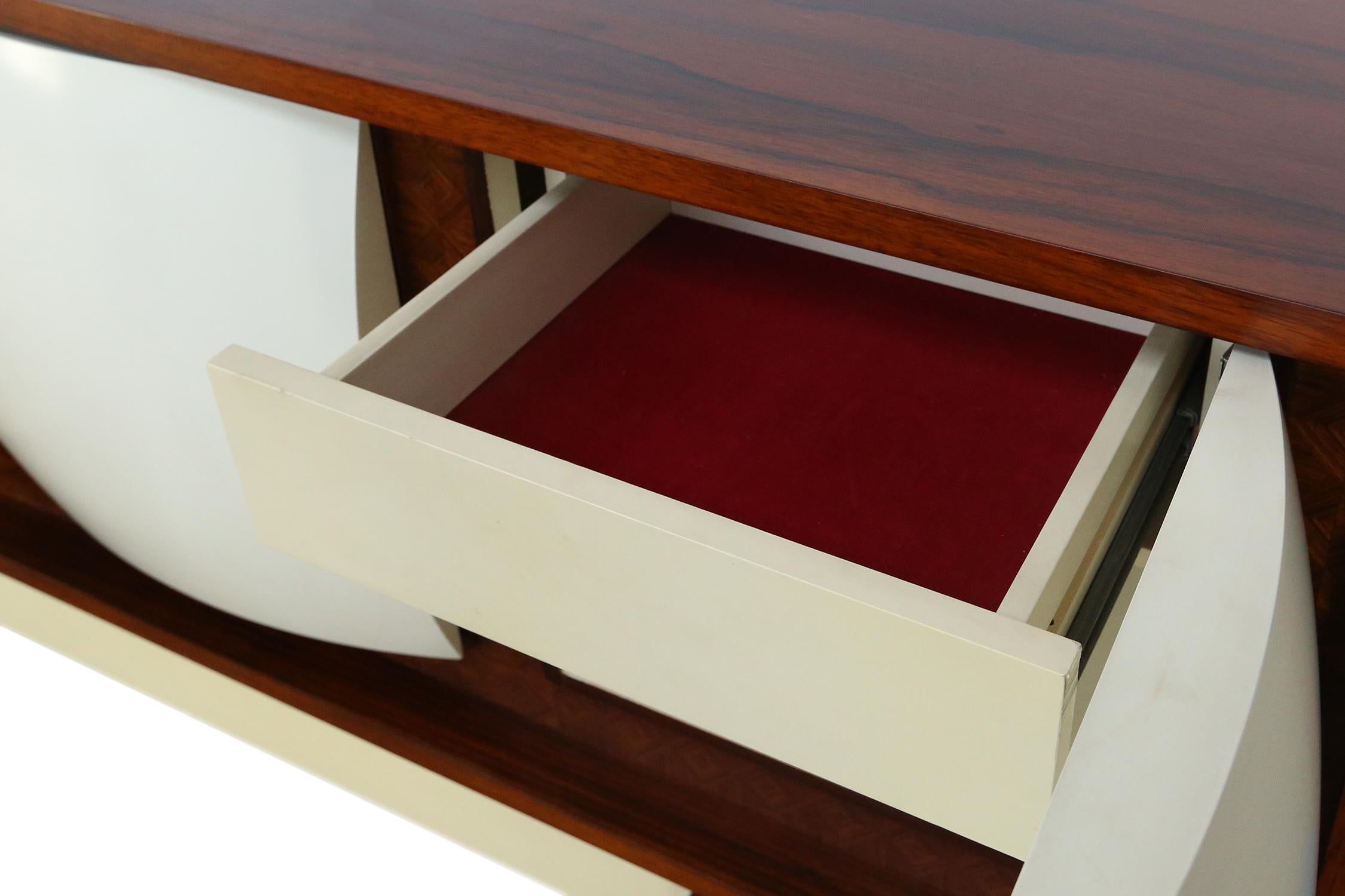 Space Age Sideboard in Rosewood and Fiberglass, Philippon and Lecoq ...