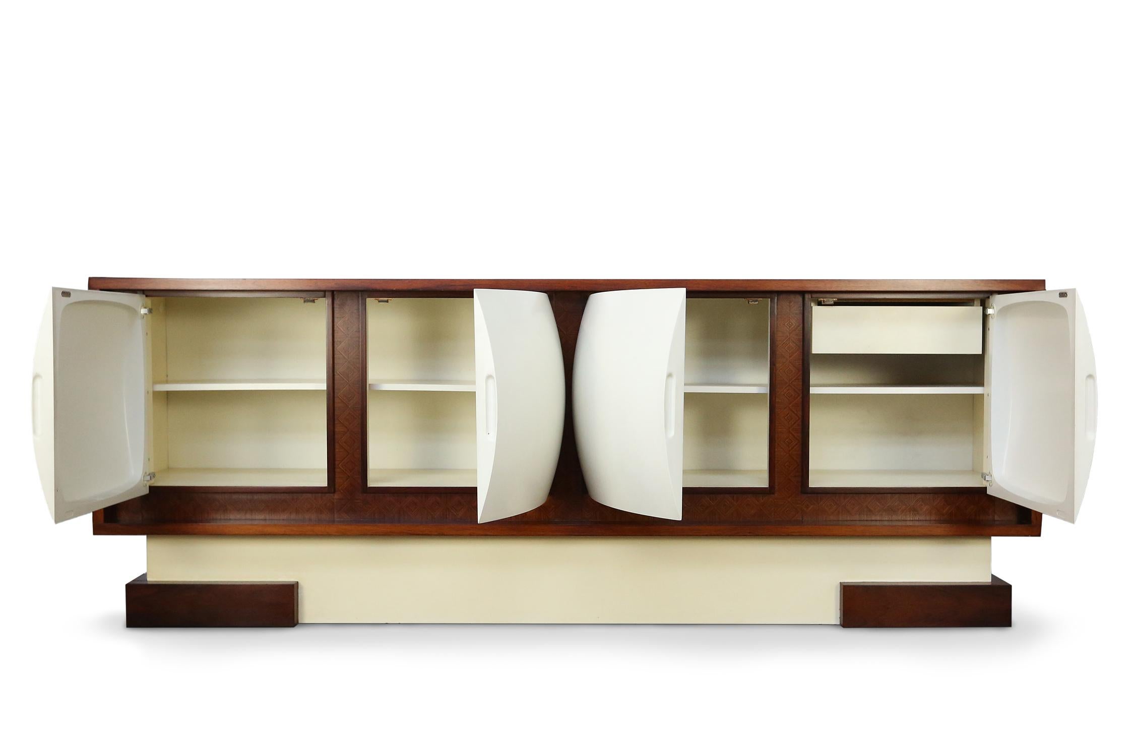 Space Age Sideboard in Rosewood and Fiberglass, Philippon and Lecoq ...