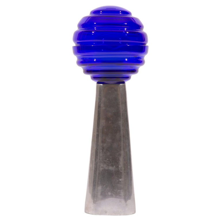 Space Age Steel Blue Glass Contemporary Table Lamp by Nusprodukt For ...